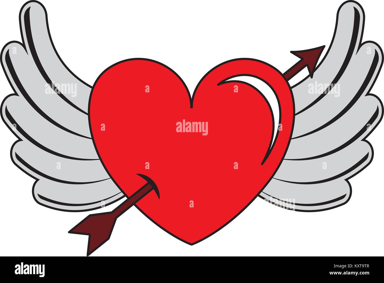 heart love with arrow and wings Stock Vector Image & Art - Alamy