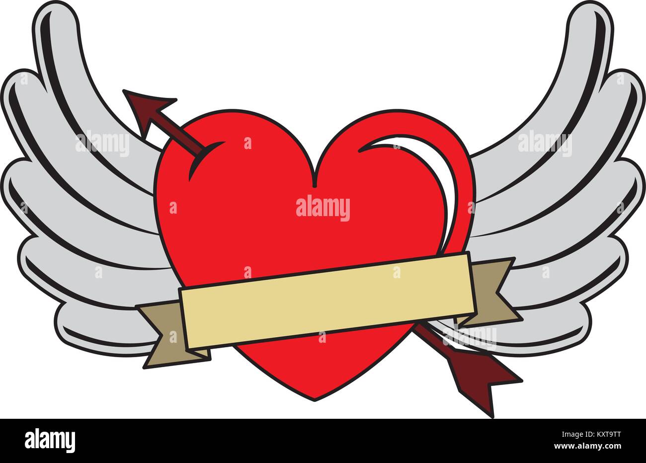 heart love with arrow and wings Stock Vector Image & Art - Alamy