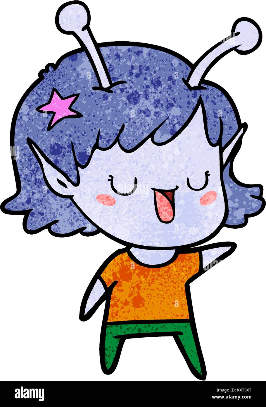 happy alien girl cartoon Stock Vector Image & Art - Alamy