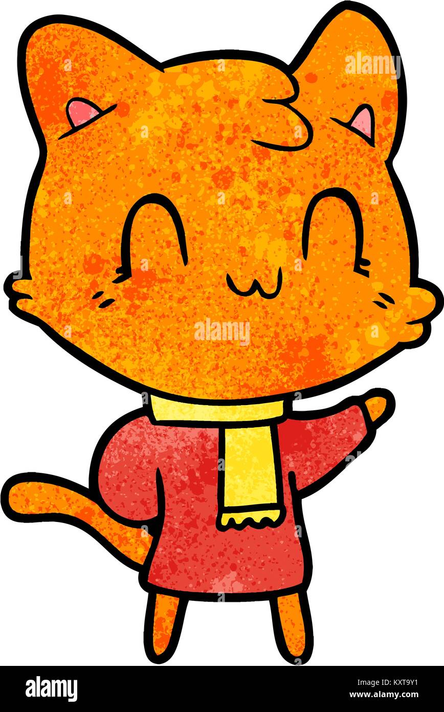 cartoon happy cat wearing scarf Stock Vector Image & Art - Alamy