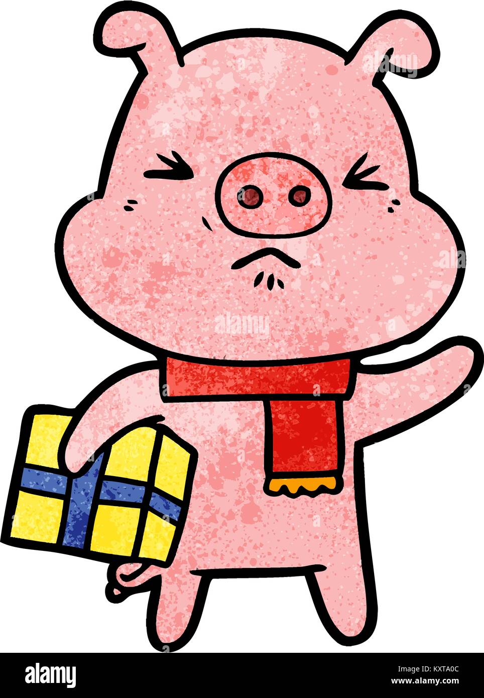 cartoon angry pig with christmas present Stock Vector Image & Art - Alamy
