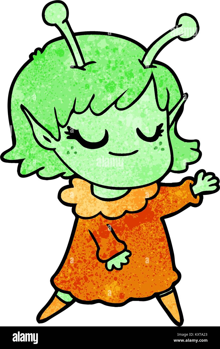 smiling alien girl cartoon Stock Vector Image & Art - Alamy
