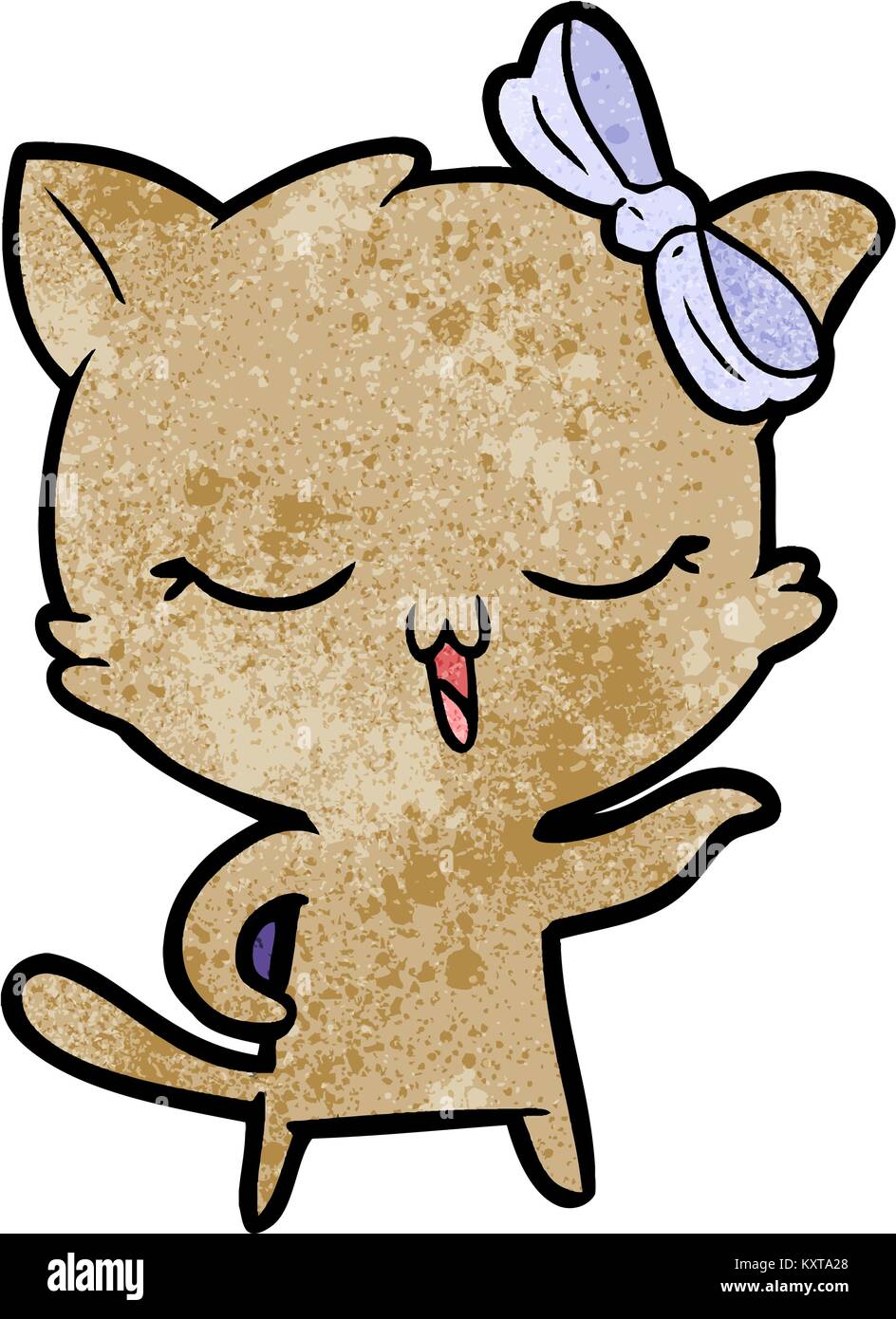 cartoon cat with bow on head Stock Vector Image & Art - Alamy