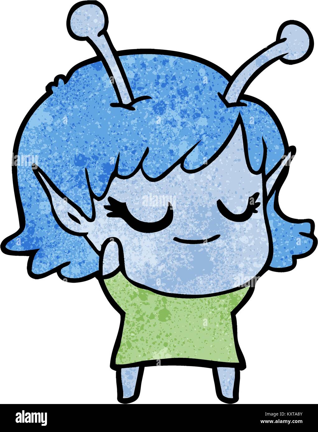 smiling alien girl cartoon Stock Vector Image & Art - Alamy