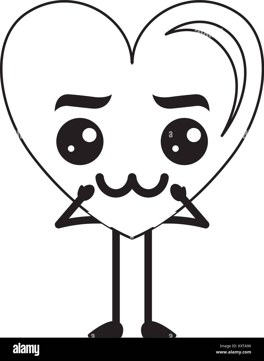 heart love sad kawaii character Stock Vector Image & Art - Alamy