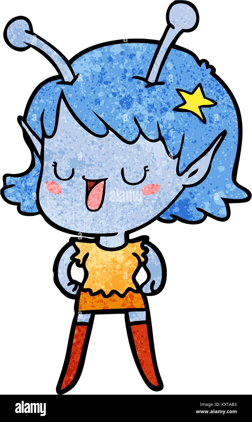 happy alien girl cartoon Stock Vector Image & Art - Alamy