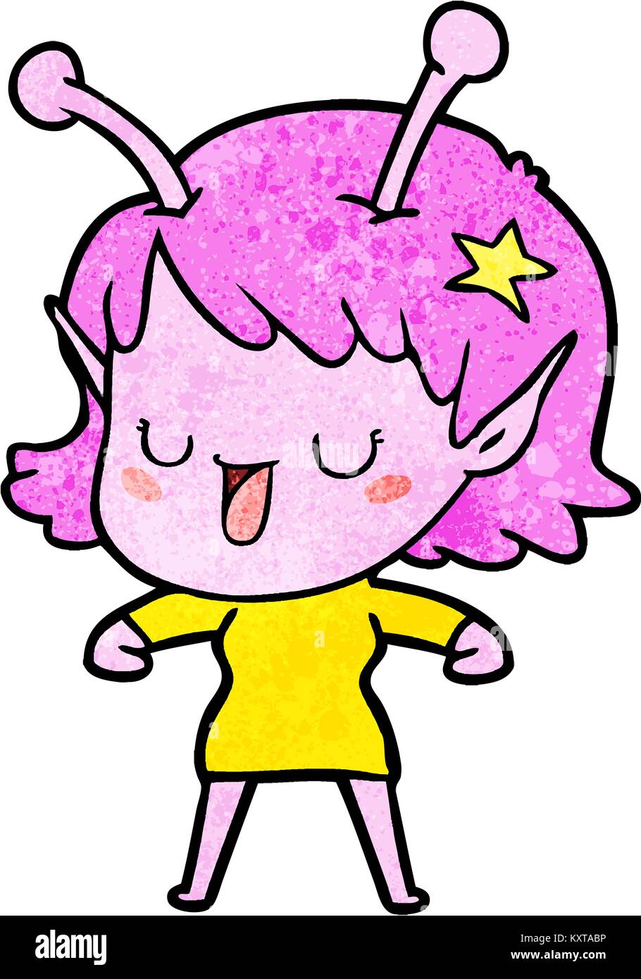 happy alien girl cartoon Stock Vector Image & Art - Alamy