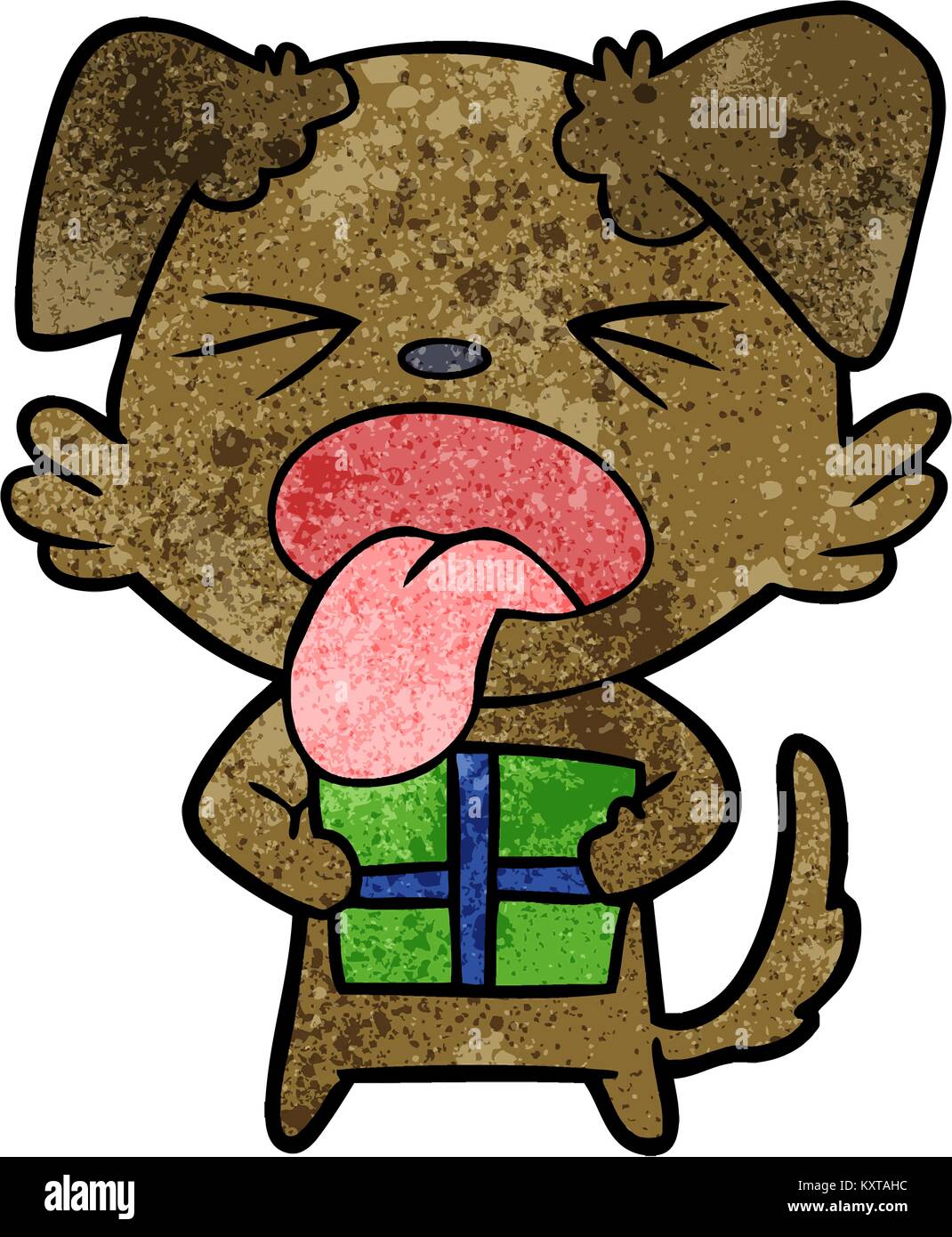 cartoon dog with christmas present Stock Vector Image & Art - Alamy