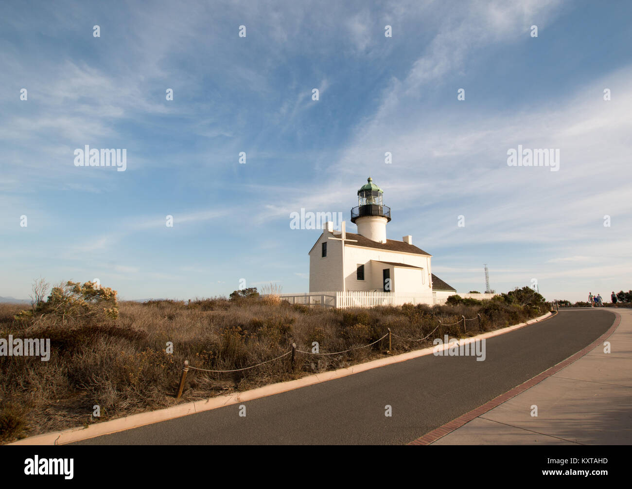 OLD POINT LOMA LIGHTHOUSE UNDER CIRRUS CLOUDS ON POINT LOMA PENINSULA ...