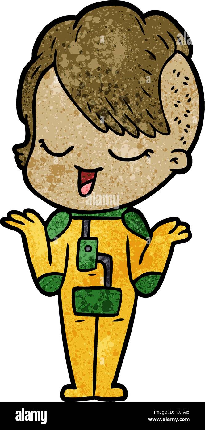 happy cartoon girl in space suit Stock Vector Image & Art - Alamy