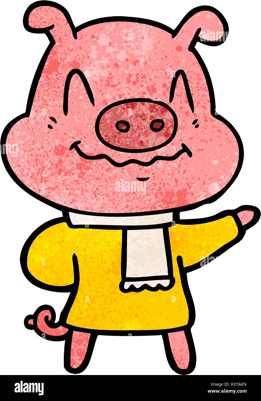 nervous cartoon pig wearing scarf Stock Vector Image & Art - Alamy