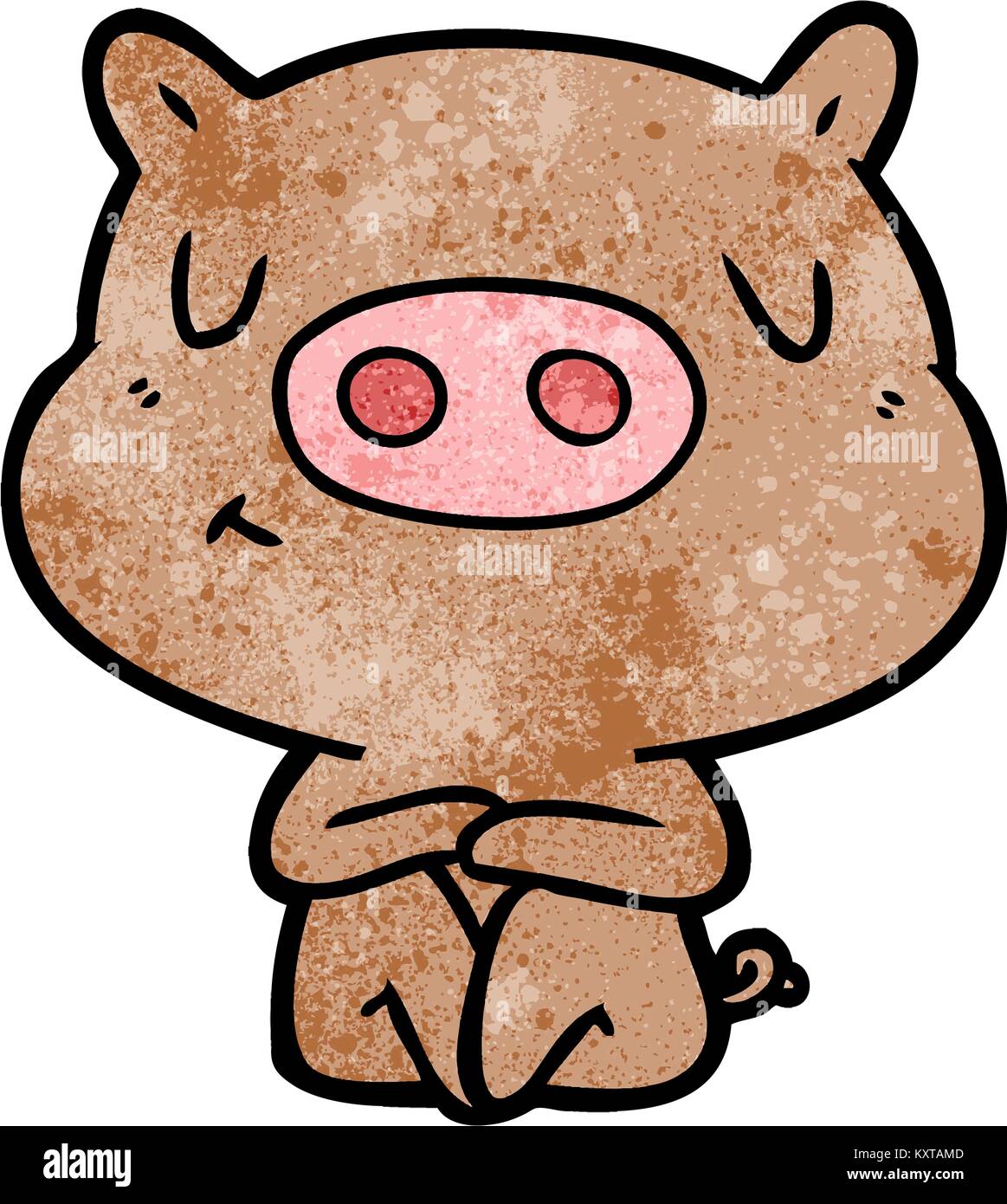 cartoon content pig meditating Stock Vector Image & Art - Alamy
