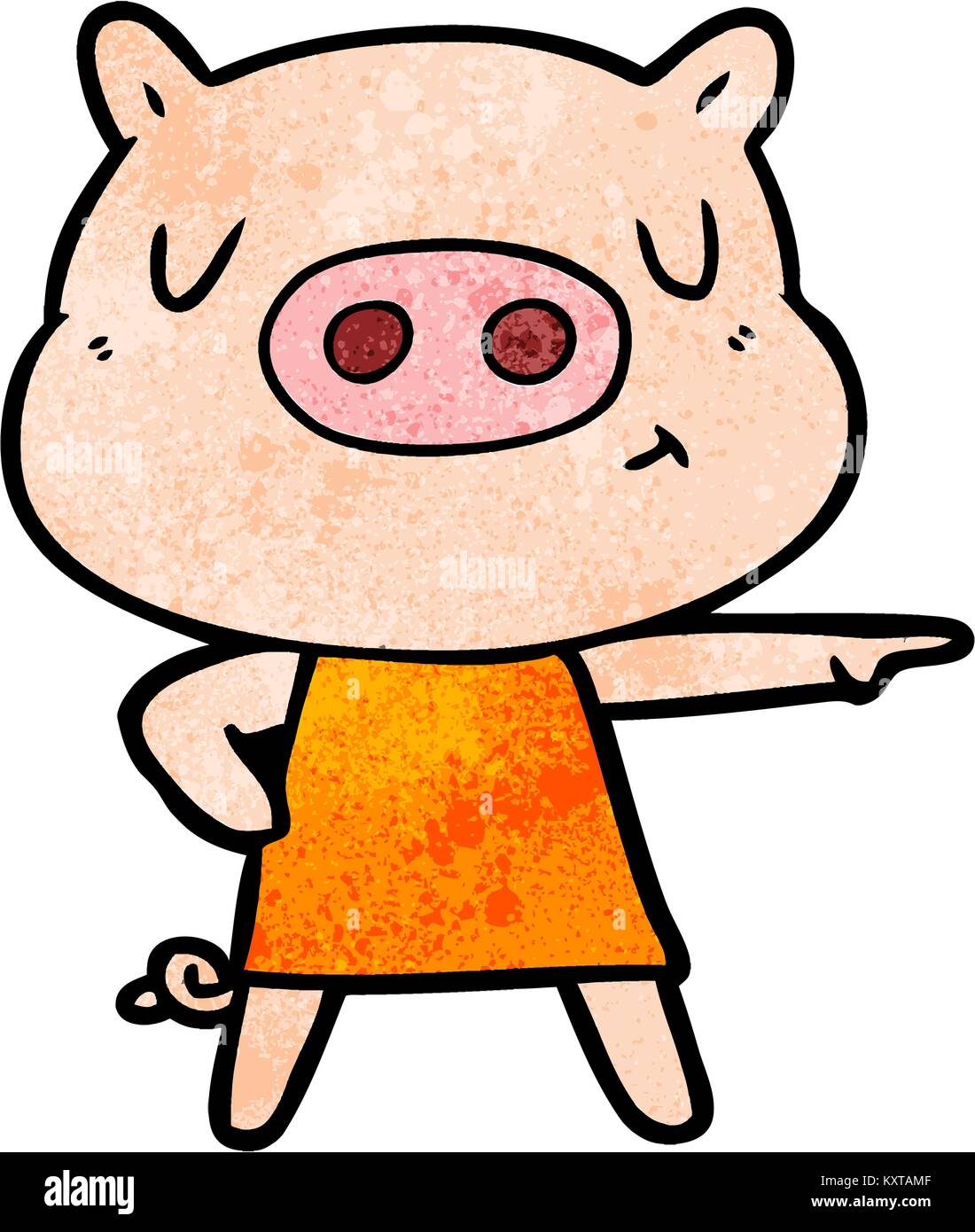 cartoon content pig in dress pointing Stock Vector Image & Art - Alamy