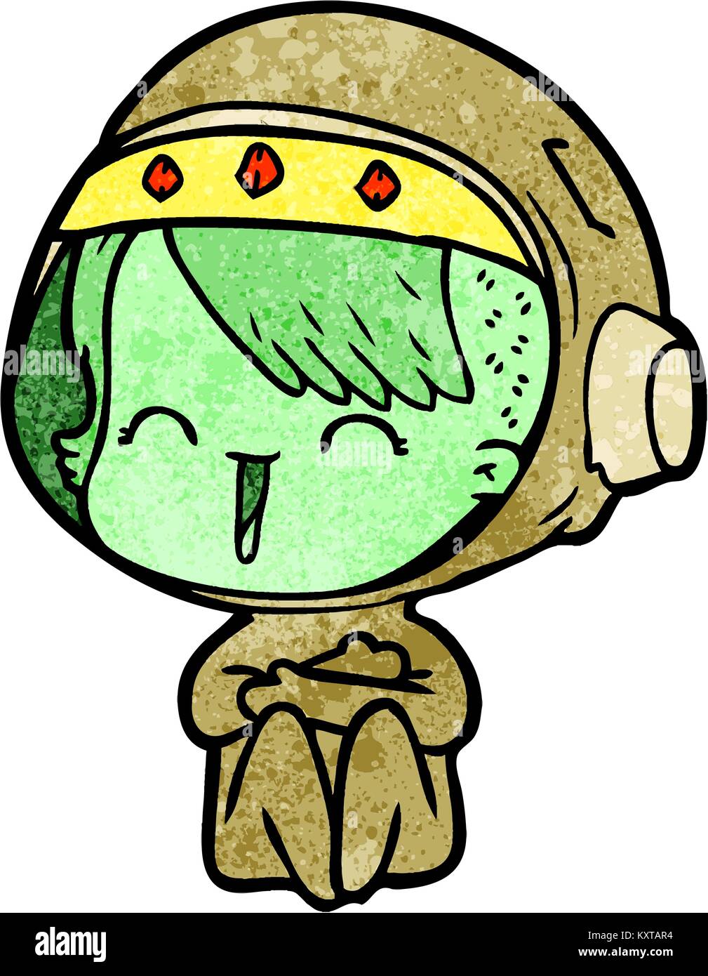 happy cartoon space girl Stock Vector Image & Art - Alamy