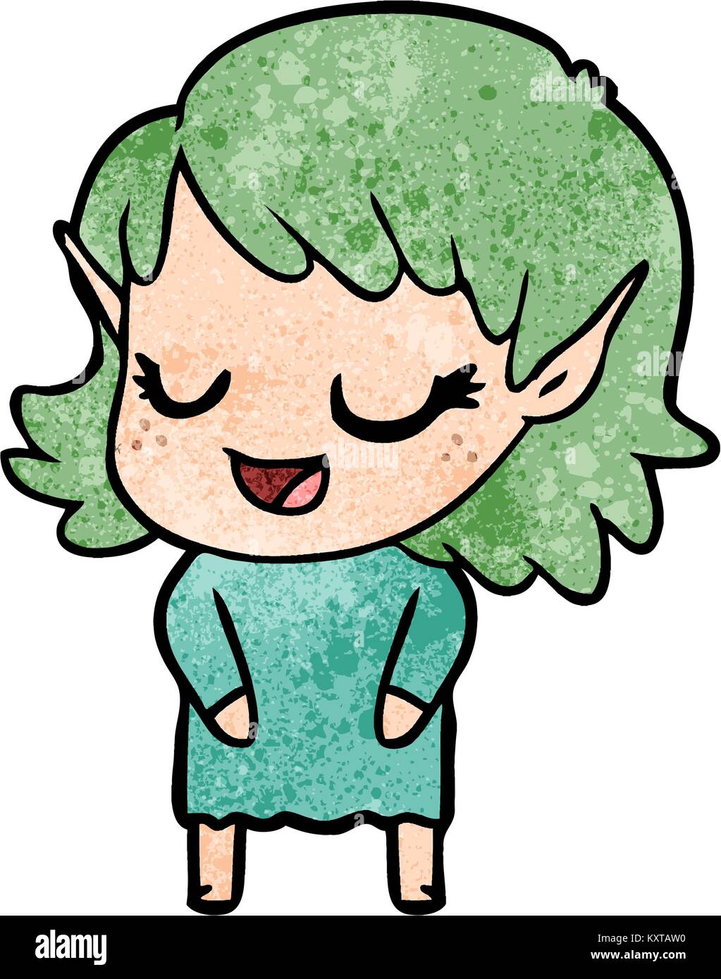 happy cartoon elf girl Stock Vector Image & Art - Alamy