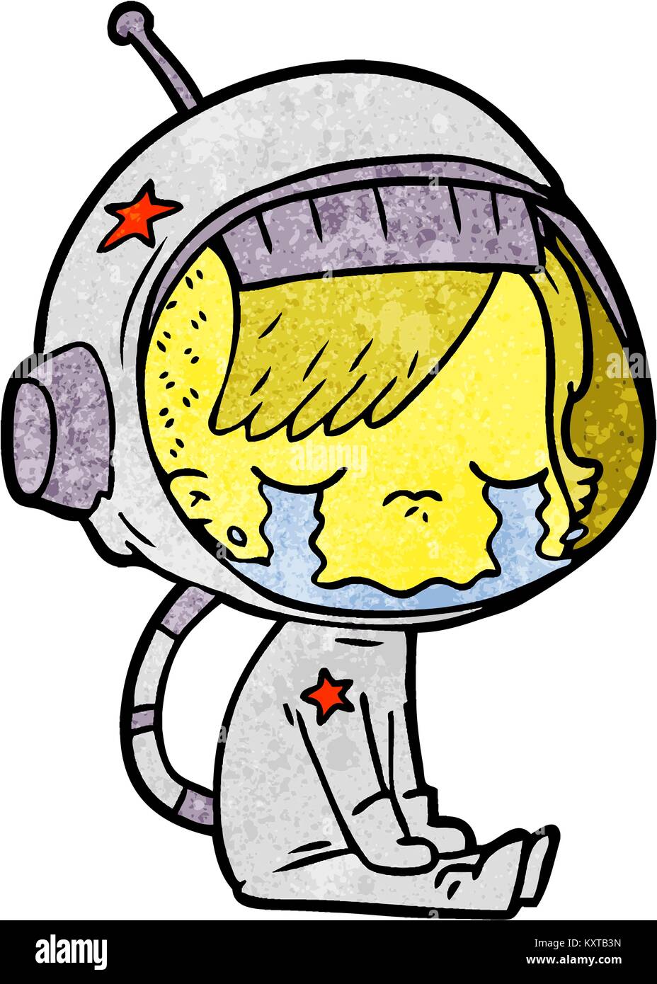 cartoon crying astronaut girl sitting Stock Vector Image & Art - Alamy