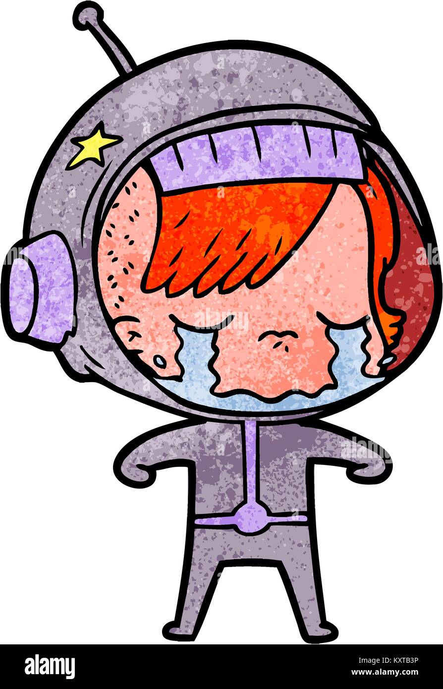 cartoon crying astronaut girl Stock Vector Image & Art - Alamy