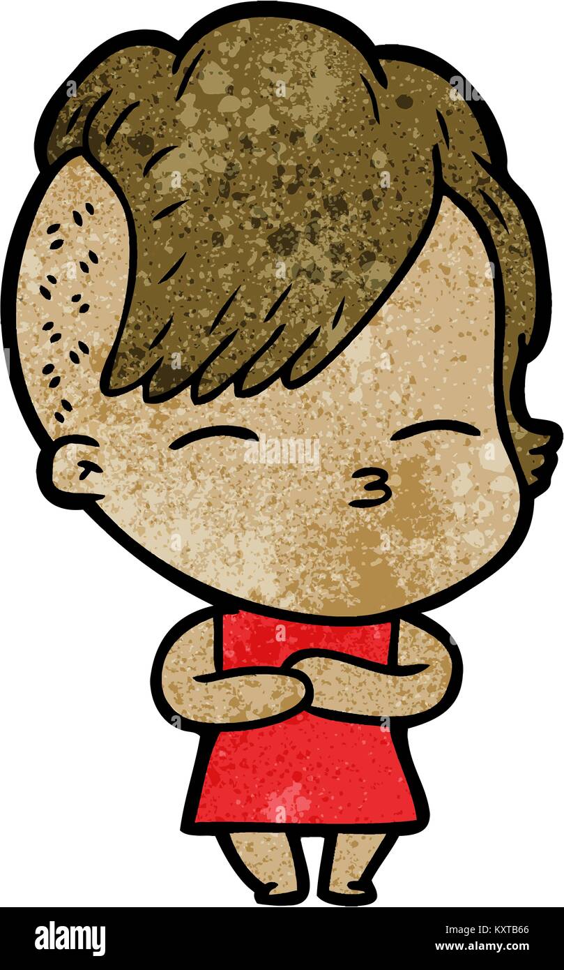 cartoon squinting girl Stock Vector Image & Art - Alamy