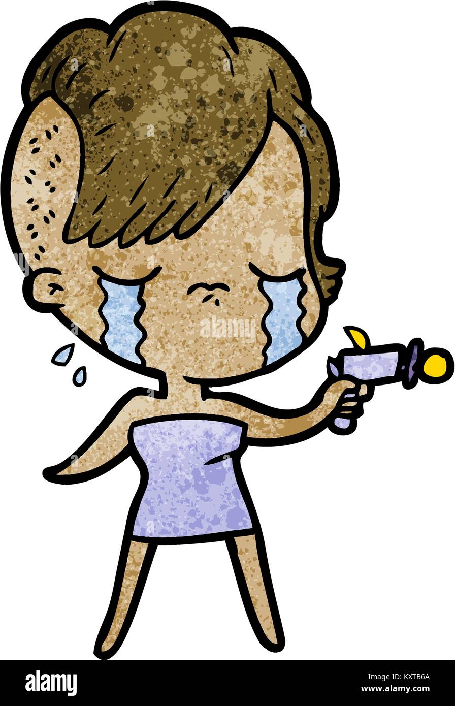cartoon crying girl pointing ray gun Stock Vector Image & Art - Alamy