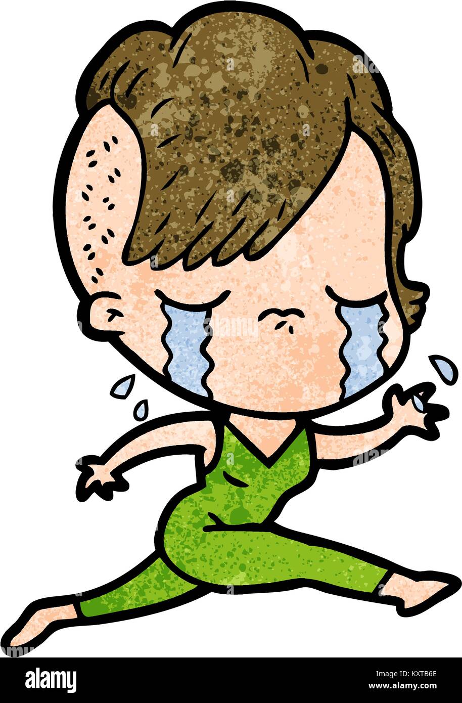 cartoon crying girl running Stock Vector Image & Art - Alamy