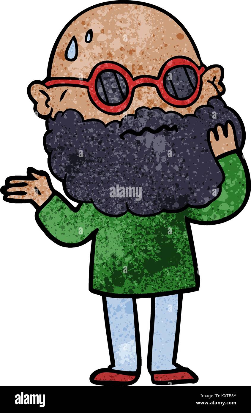 cartoon worried man with beard and sunglasses Stock Vector Image & Art ...