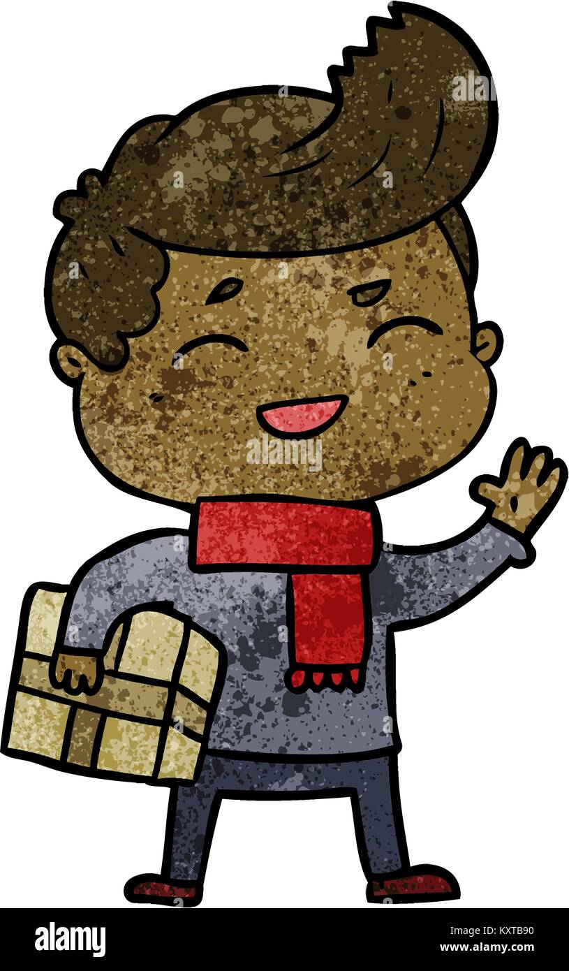 cartoon man laughing carrying parcel Stock Vector Image & Art - Alamy