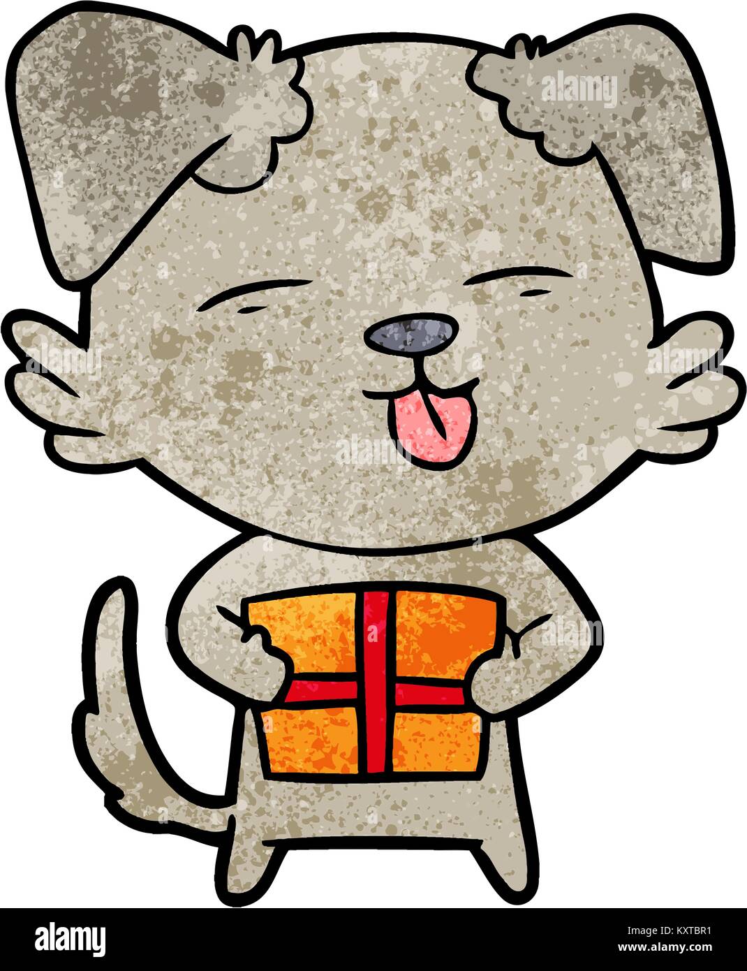 cartoon dog with christmas present Stock Vector Image & Art - Alamy