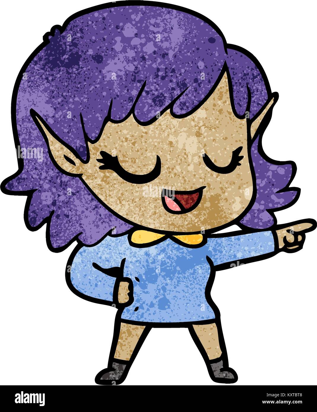 happy cartoon elf girl pointing Stock Vector Image & Art - Alamy