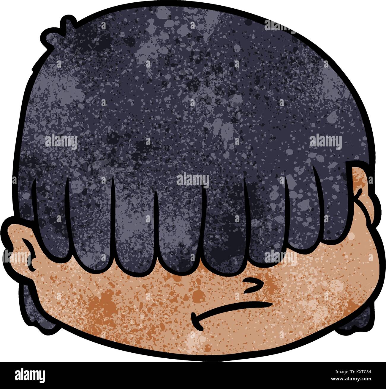 cartoon face with hair over eyes Stock Vector Image & Art - Alamy