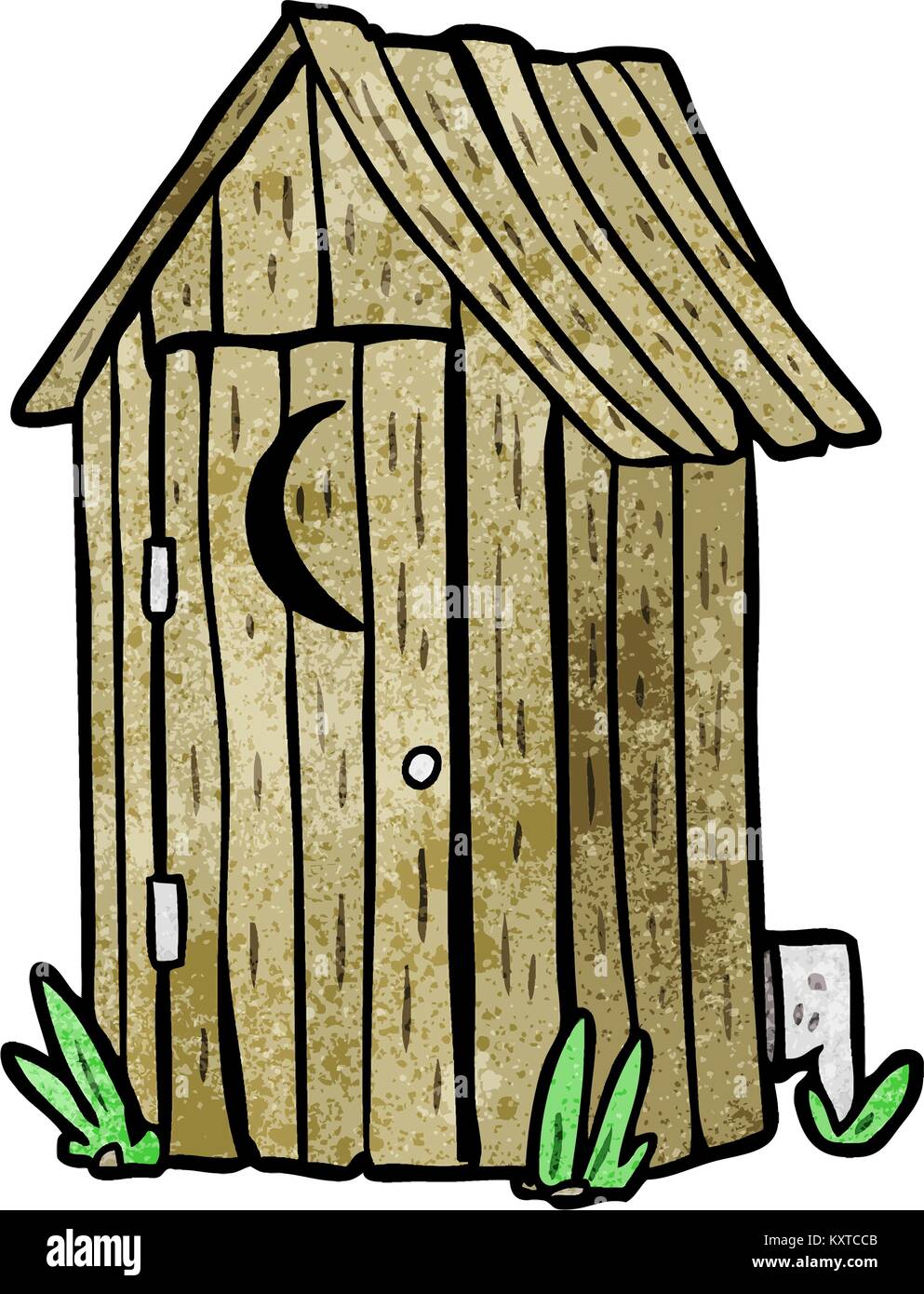 cartoon traditional outdoor toilet with crescent moon window Stock ...