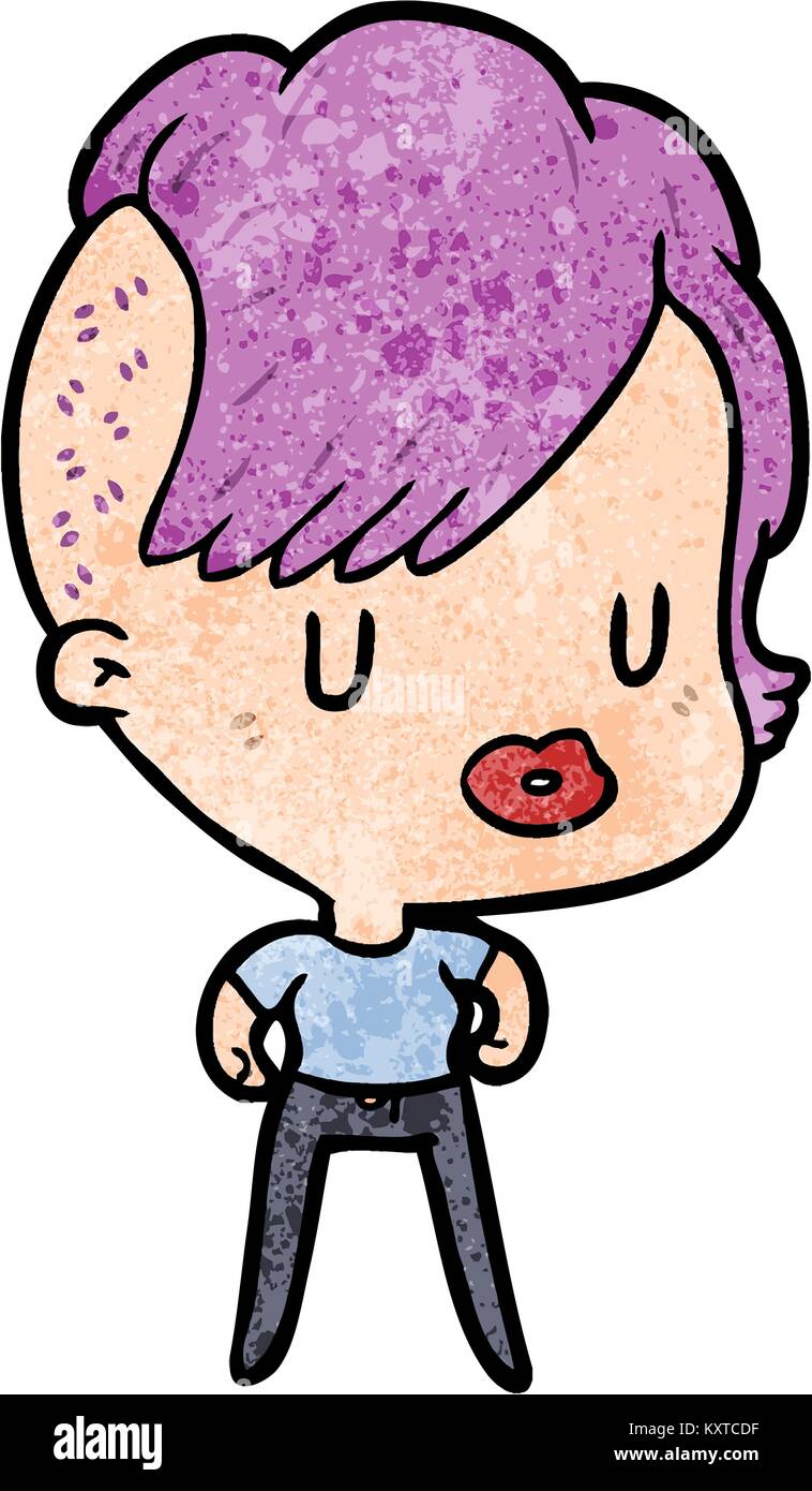 cartoon girl with punk hipster haircut Stock Vector Image & Art - Alamy