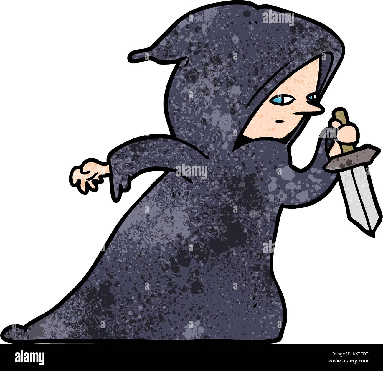 cartoon assassin in dark robe Stock Vector Image & Art - Alamy