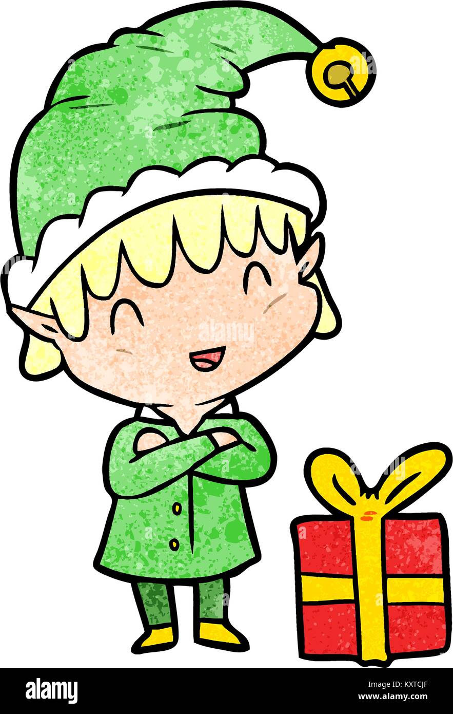 cartoon happy christmas elf Stock Vector Image & Art - Alamy