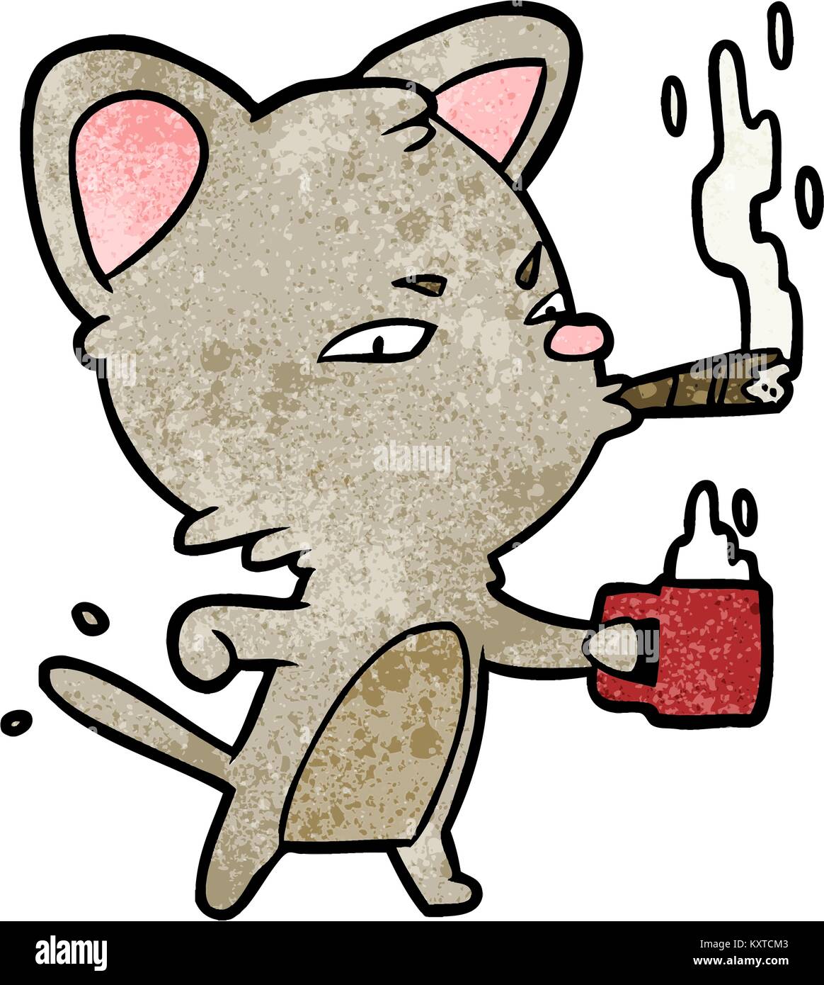 cartoon serious business cat with coffee and cigar Stock Vector Image ...