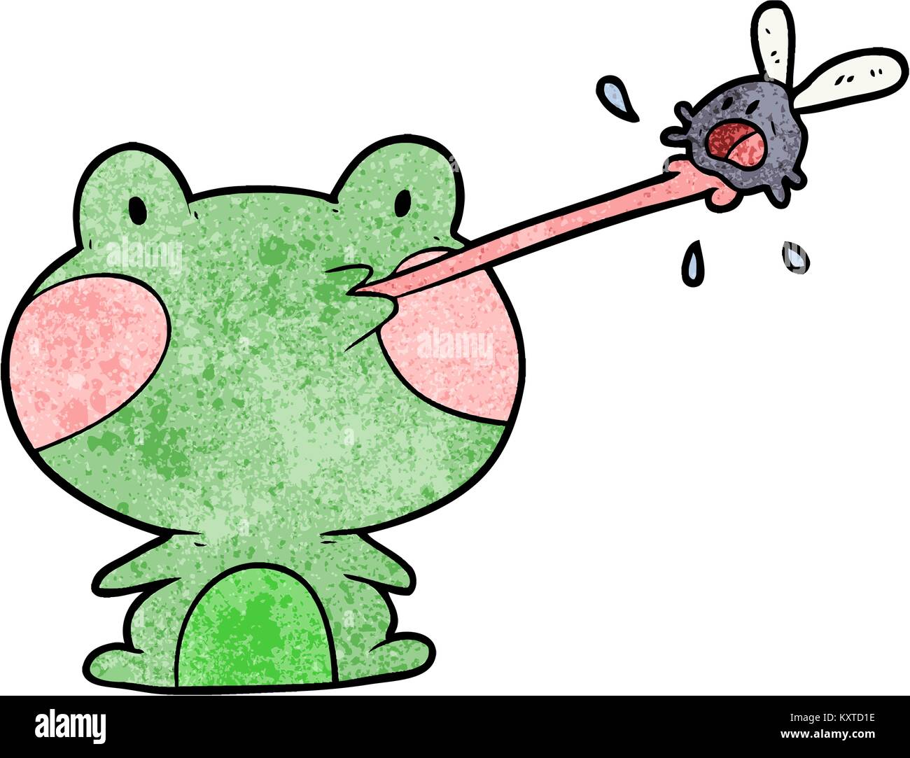 cute cartoon frog catching fly with tongue Stock Vector Image & Art - Alamy