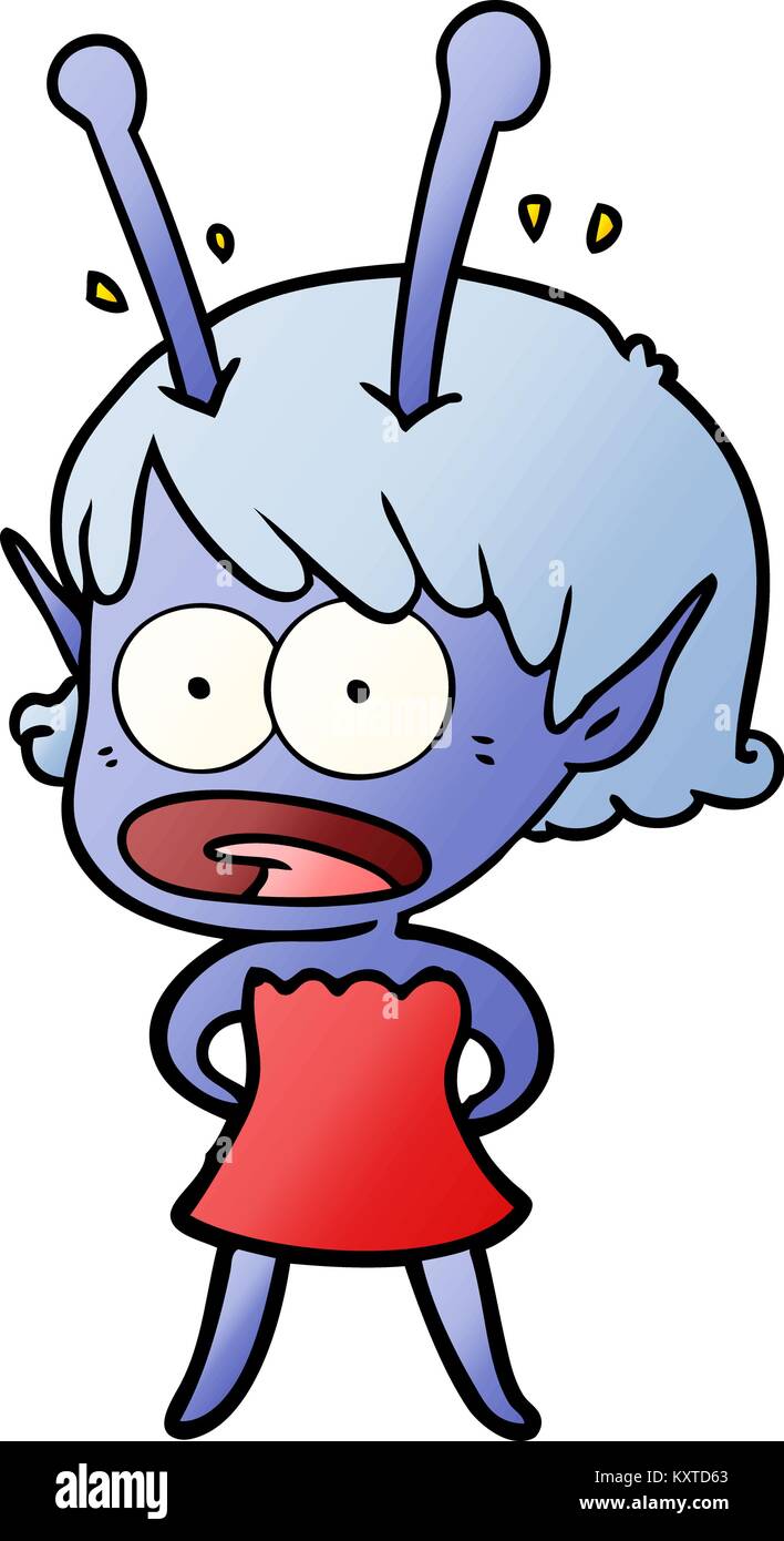 cartoon shocked alien girl Stock Vector Image & Art - Alamy