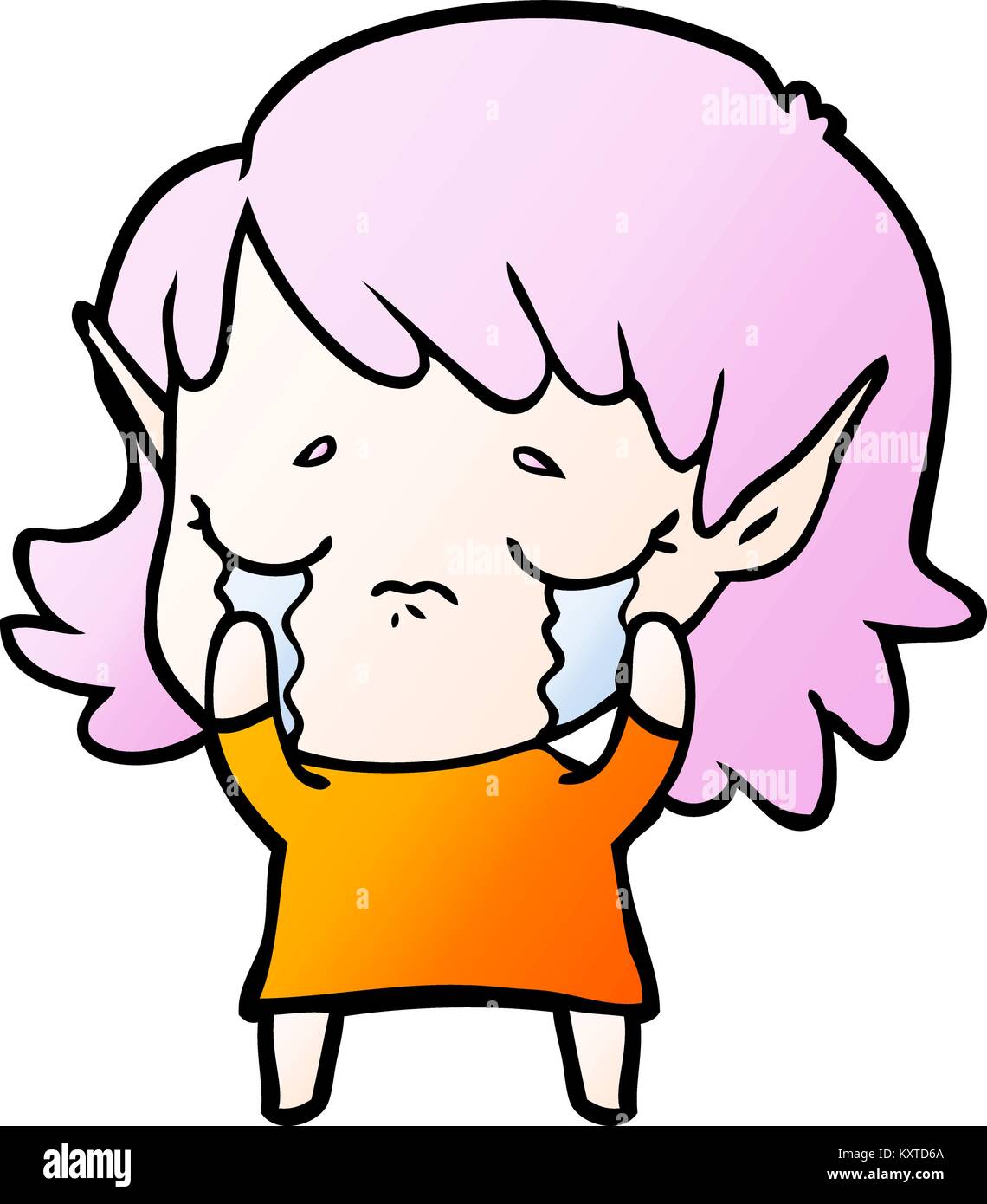 cartoon crying elf girl Stock Vector Image & Art - Alamy