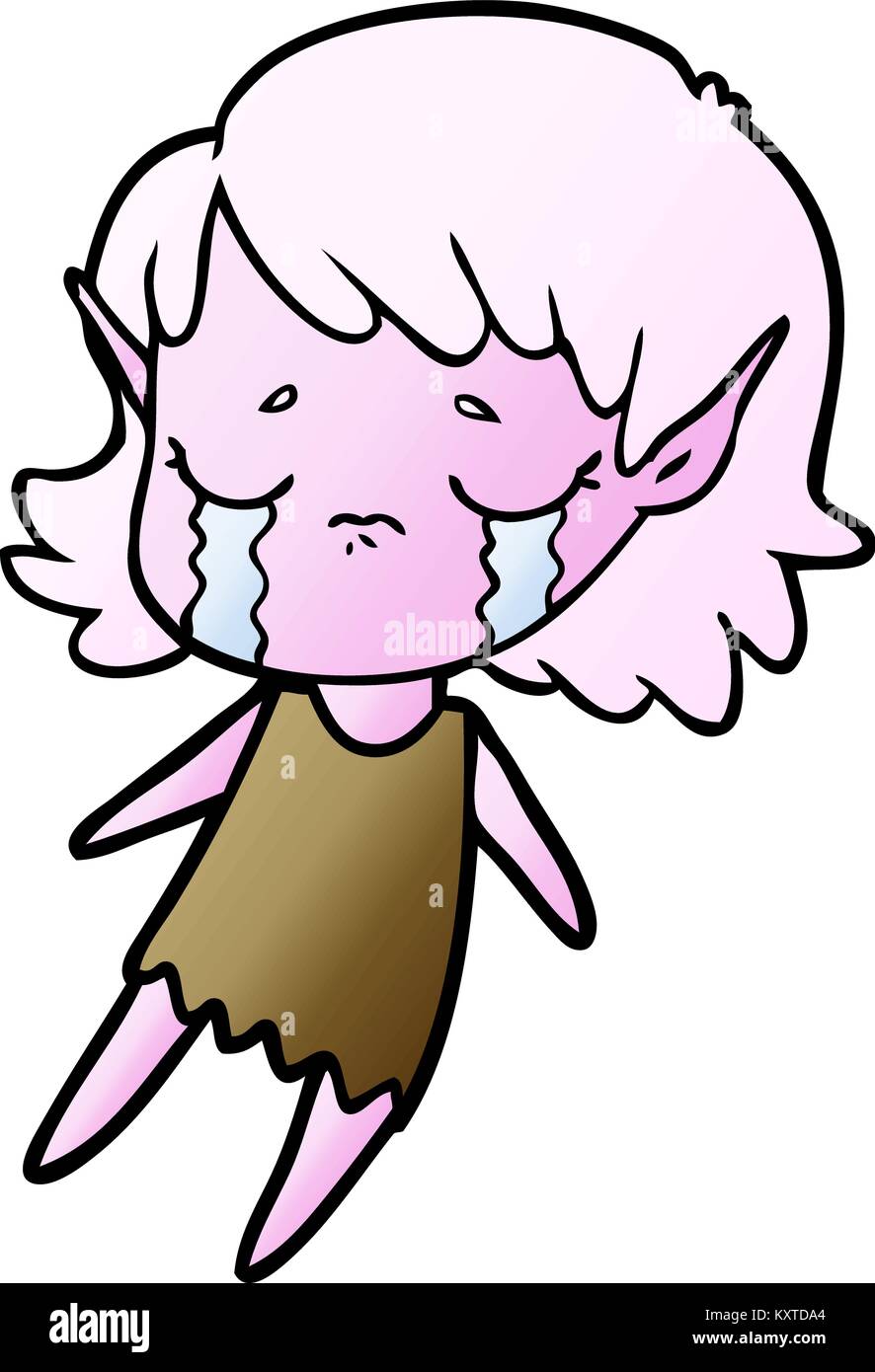 cartoon crying elf girl Stock Vector Image & Art - Alamy