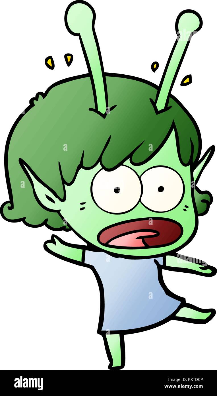 cartoon shocked alien girl Stock Vector Image & Art - Alamy