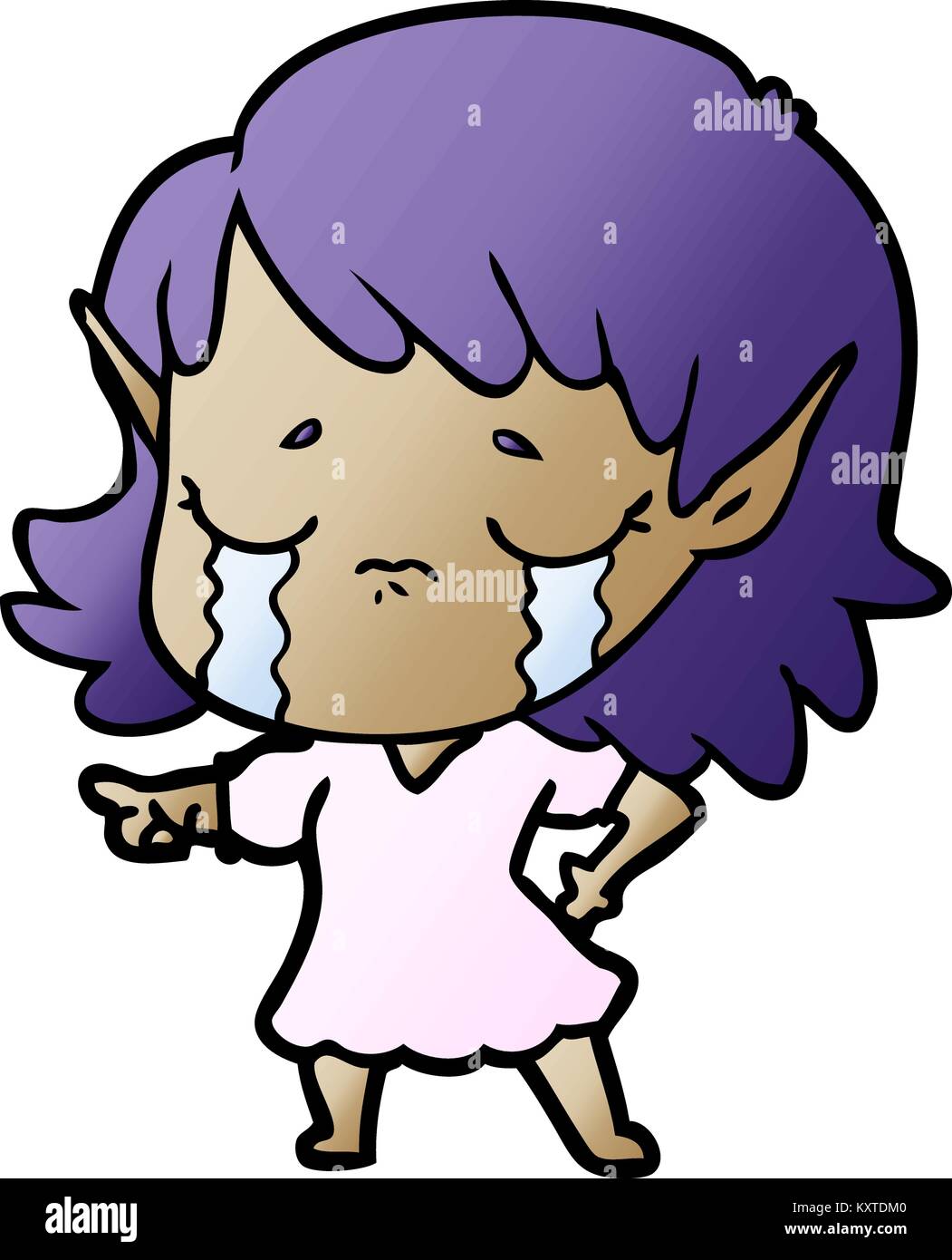 crying cartoon elf girl Stock Vector Image & Art - Alamy