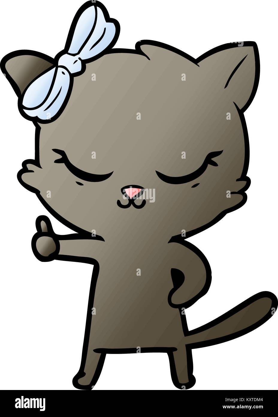 cute cartoon cat with bow Stock Vector Image & Art - Alamy