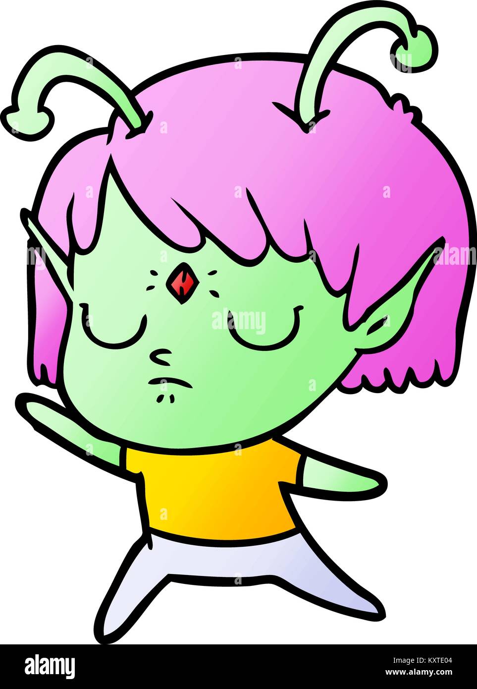 cartoon alien girl Stock Vector Image & Art - Alamy
