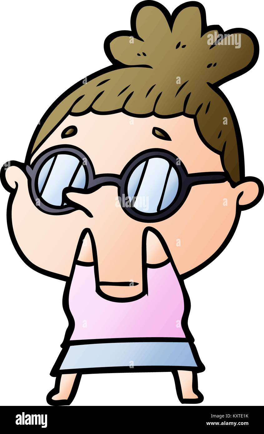 cartoon woman wearing glasses Stock Vector Image & Art - Alamy