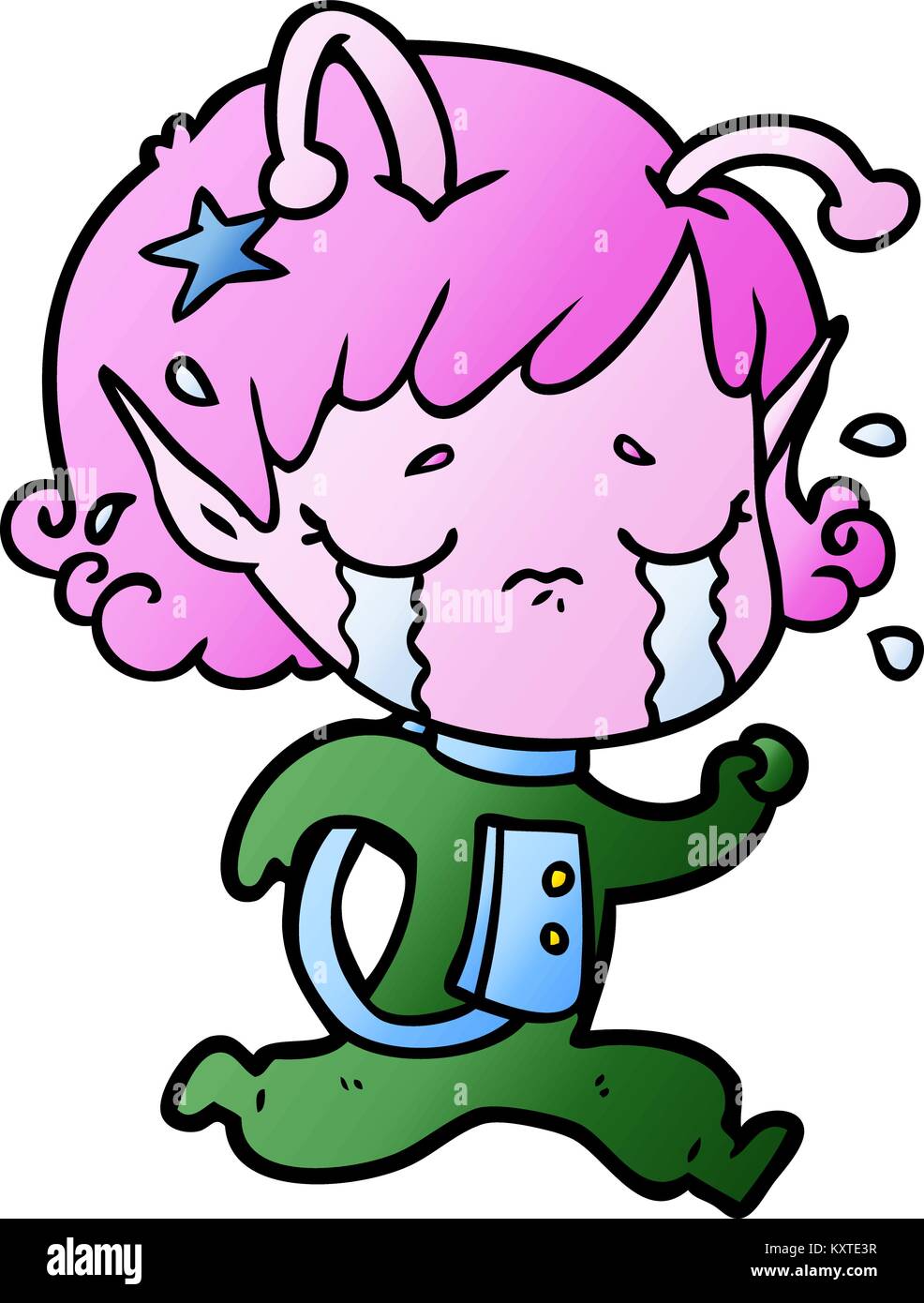 cartoon crying alien girl Stock Vector Image & Art - Alamy