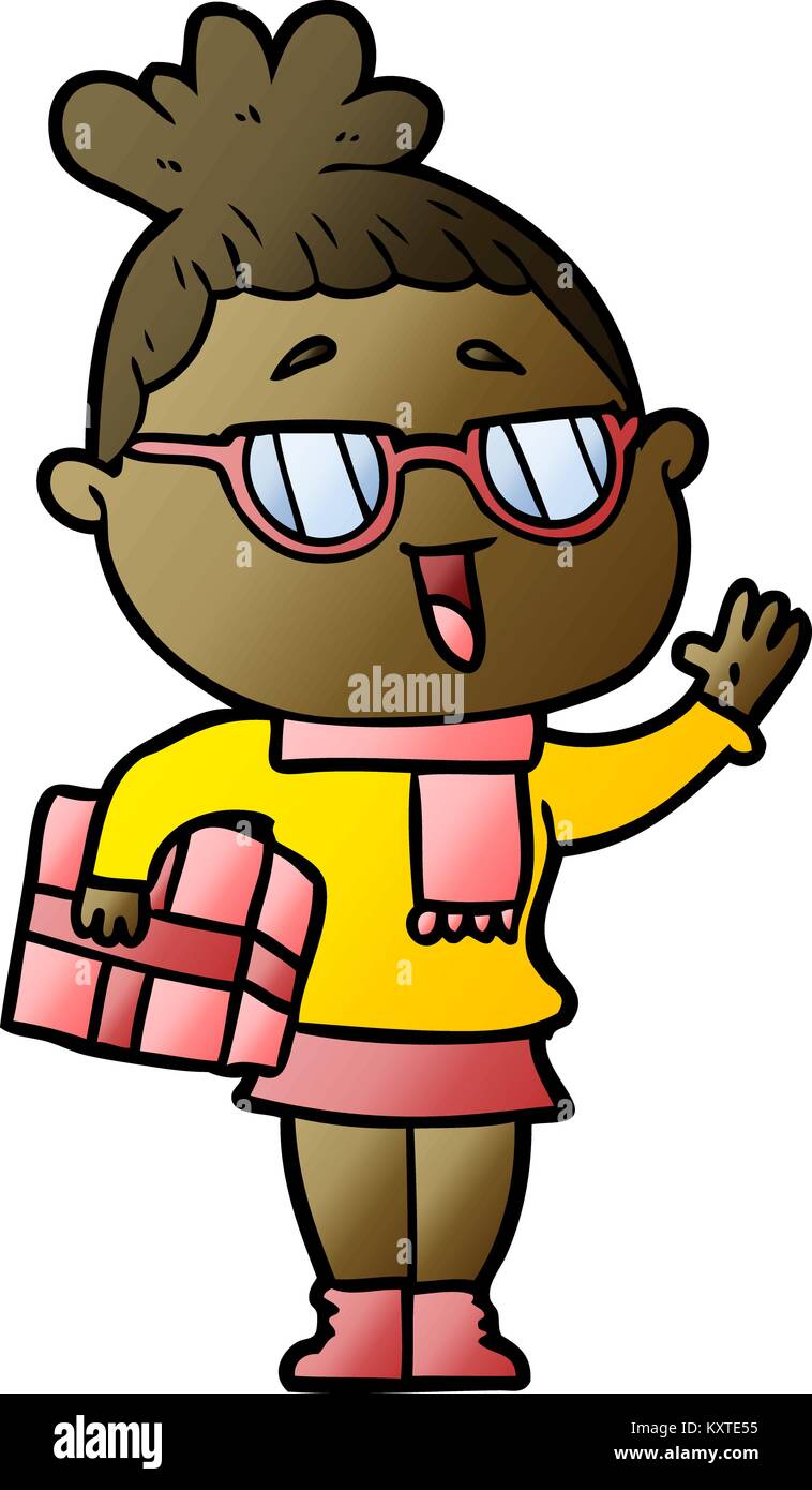 cartoon happy woman wearing spectacles Stock Vector Image & Art - Alamy