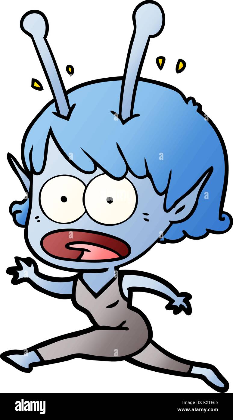 cartoon shocked alien girl Stock Vector Image & Art - Alamy
