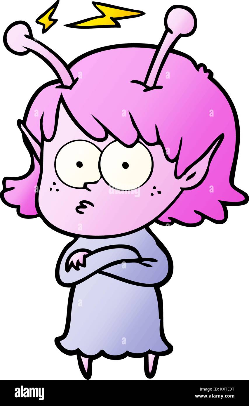 cartoon alien girl Stock Vector Image & Art - Alamy