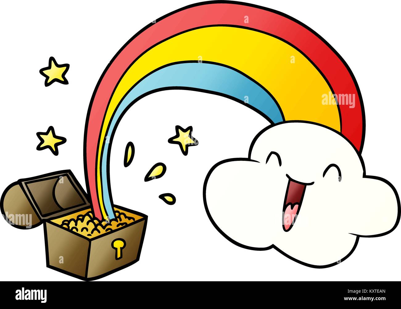 cartoon rainbow and pot of gold Stock Vector Image & Art - Alamy
