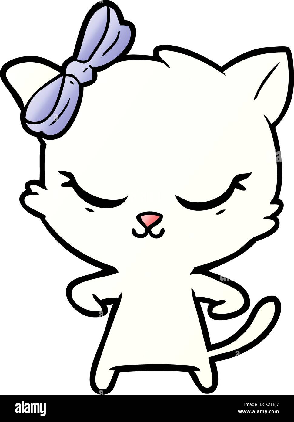 cute cartoon cat with bow Stock Vector Image & Art - Alamy