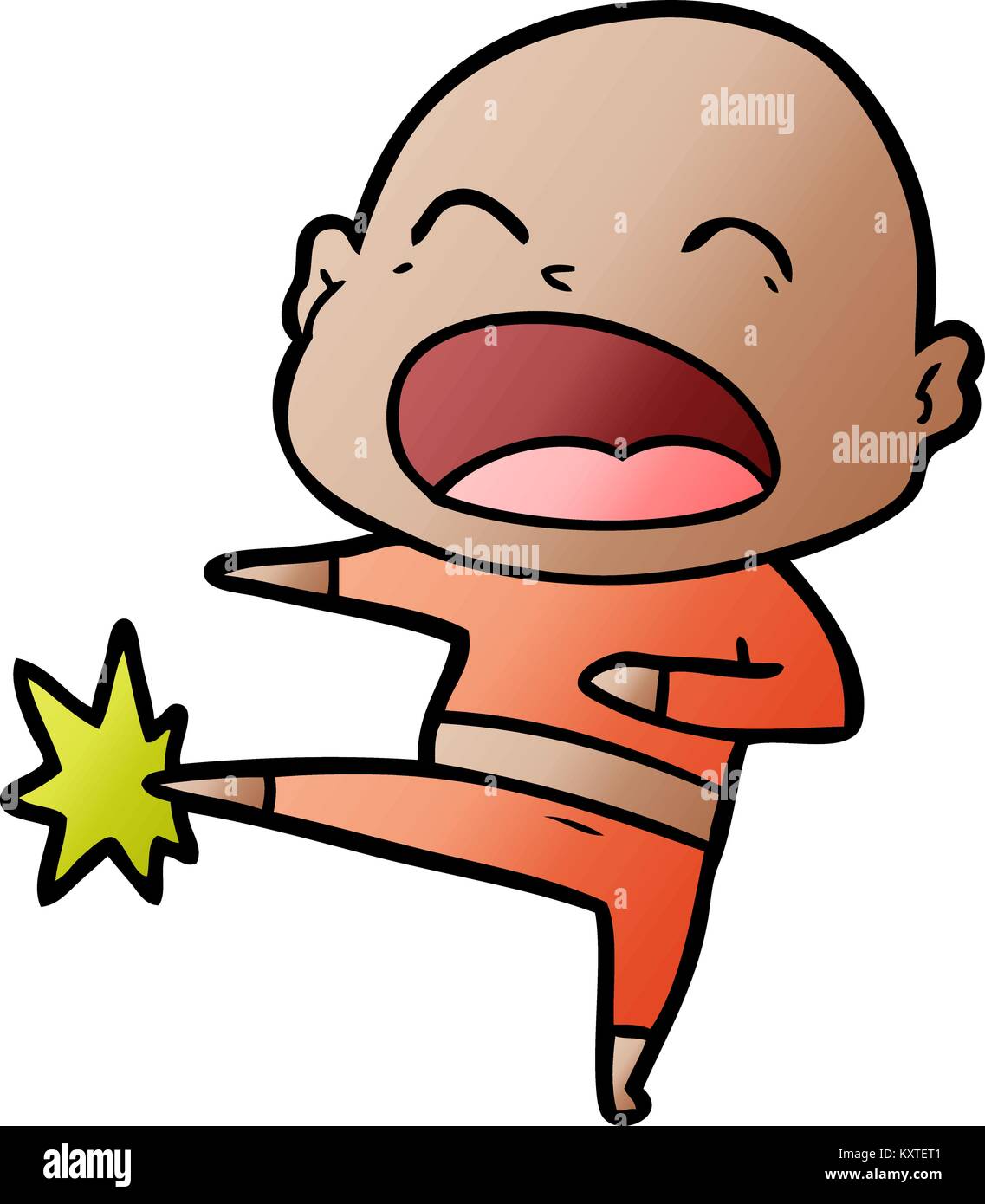 cartoon bald man kicking Stock Vector Image & Art - Alamy